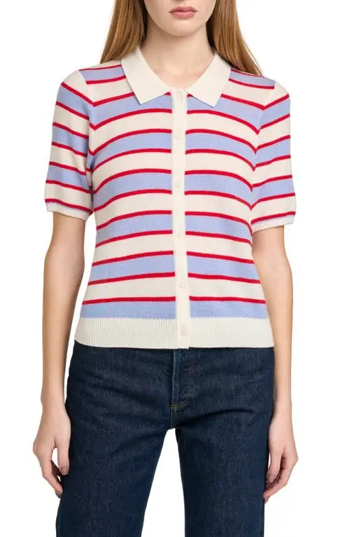 WAYF Wesley Collar Striped Cardigan