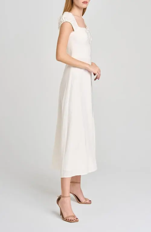 WAYF Carina Cap Sleeve Linen-blend Maxi Dress - Ivory