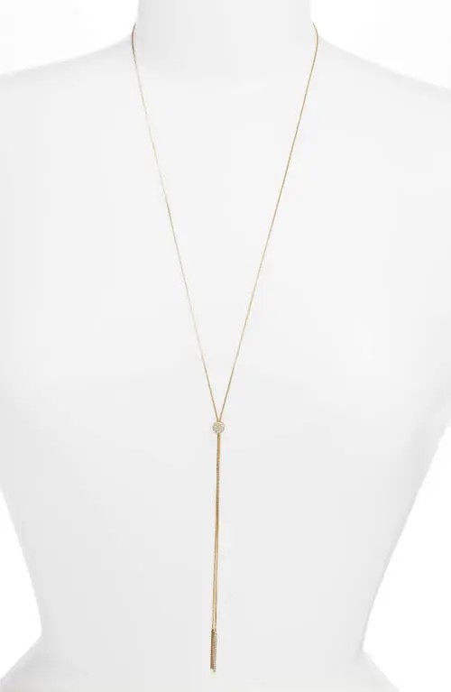 Nordstrom Pavé Slide Bolo Necklace - Clear- Gold