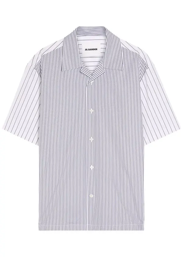 JIL SANDER Pinstriped Cotton-poplin Shirt - Grey