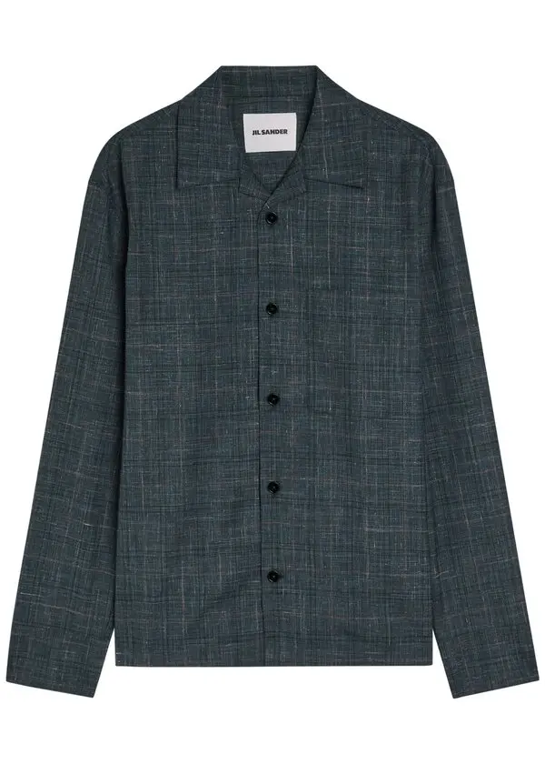JIL SANDER Checked Wool-blend Shirt - Grey