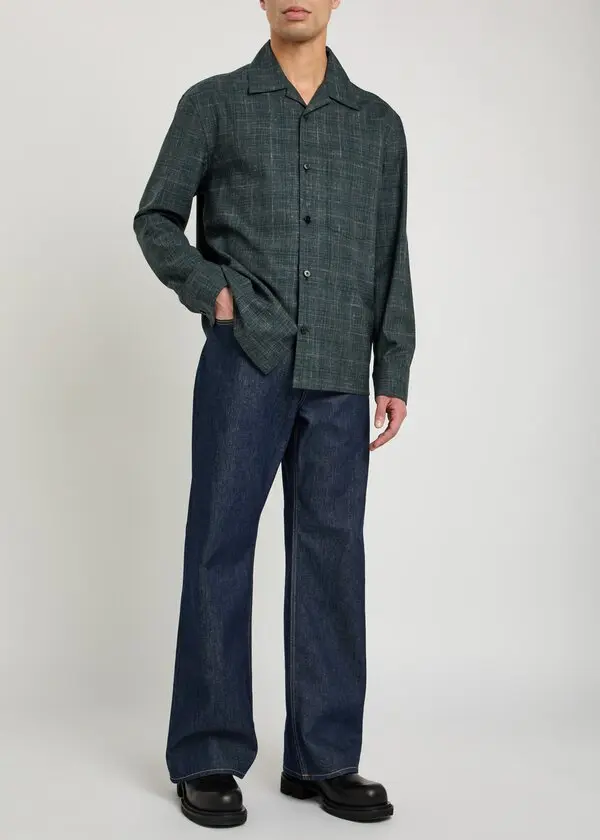 JIL SANDER Checked Wool-blend Shirt