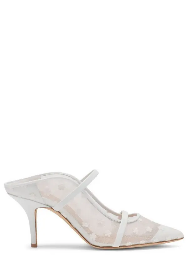 MALONE SOULIERS Maureen 70 Floral-mesh Heeled Mules - White