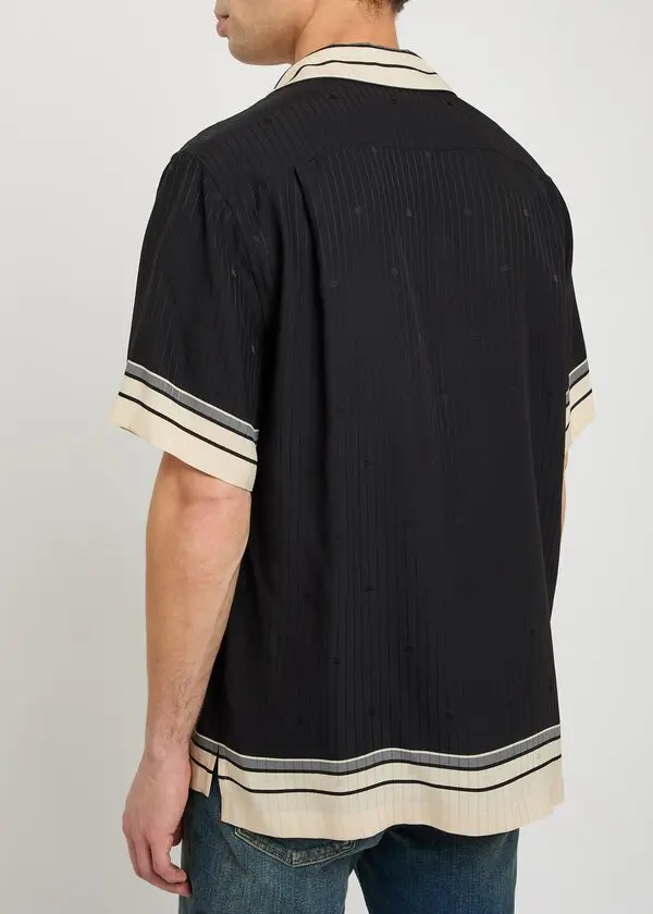 Dolce & Gabbana Striped Logo-jacquard Silk Shirt - Black
