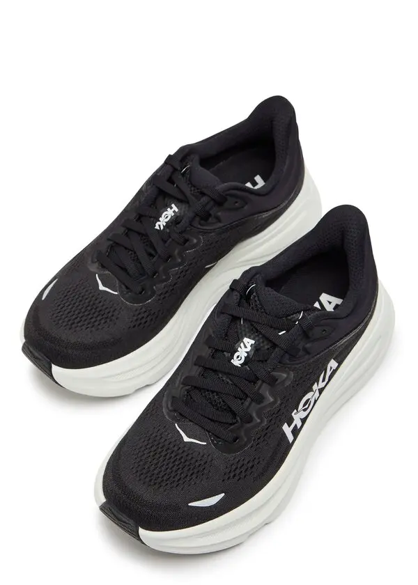 HOKA® Bondi 9 Mesh-knit Sneakers - Black