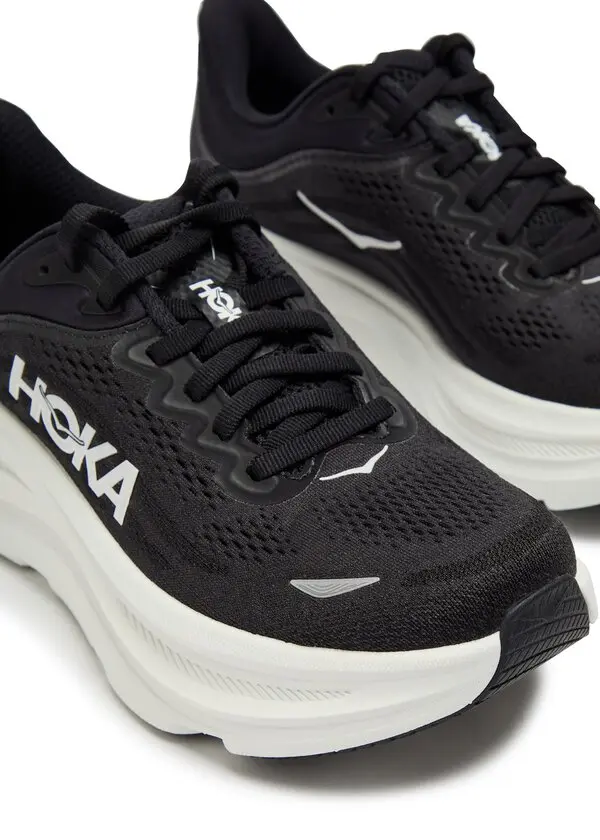 HOKA® Bondi 9 Mesh-knit Sneakers - Black