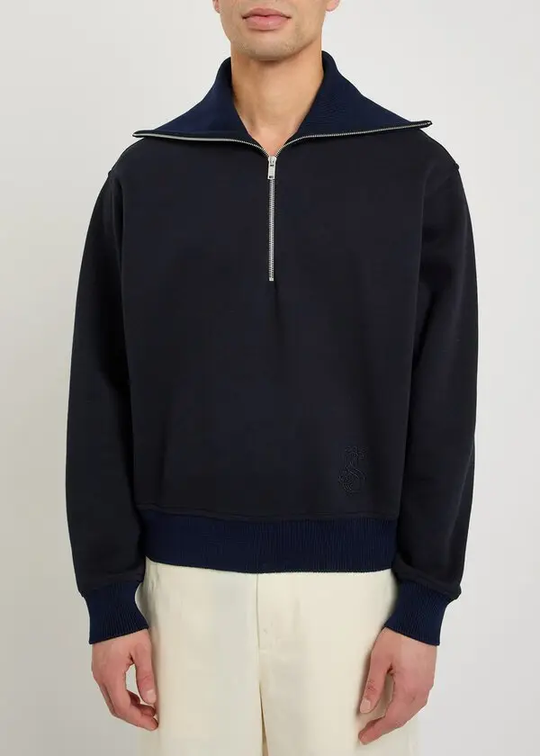 JIL SANDER Half-zip Cotton Polo Sweatshirt