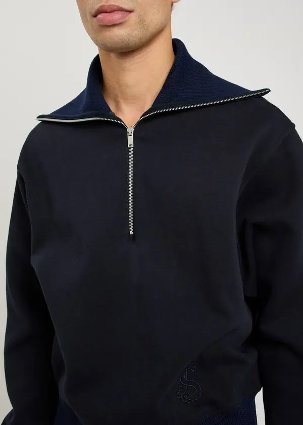 JIL SANDER Half-zip Cotton Polo Sweatshirt