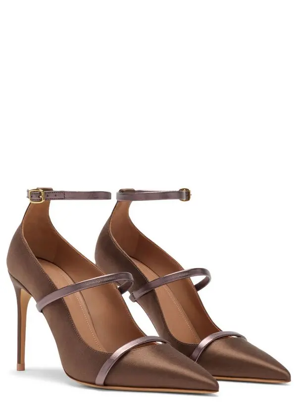 MALONE SOULIERS Diaz 90 Satin Pumps - Brown
