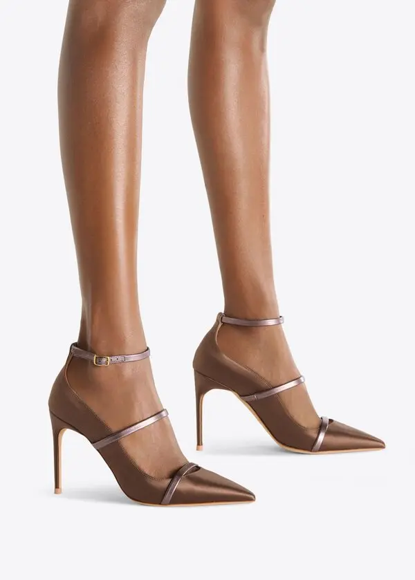 MALONE SOULIERS Diaz 90 Satin Pumps - Brown