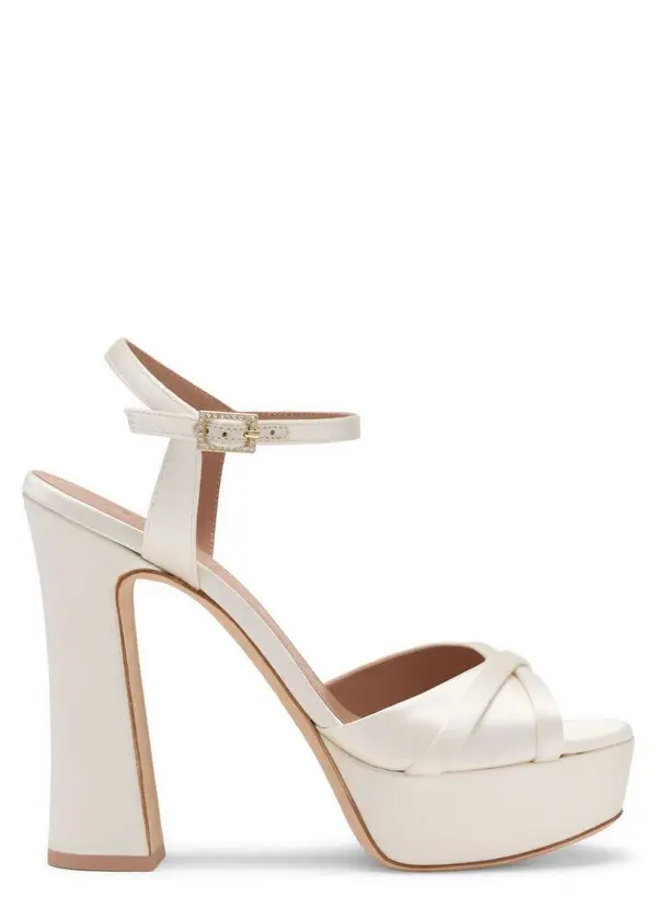 MALONE SOULIERS Keaton 125 Satin Platform Sandals - Ivory
