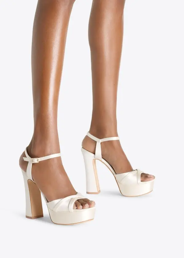 MALONE SOULIERS Keaton 125 Satin Platform Sandals - Ivory