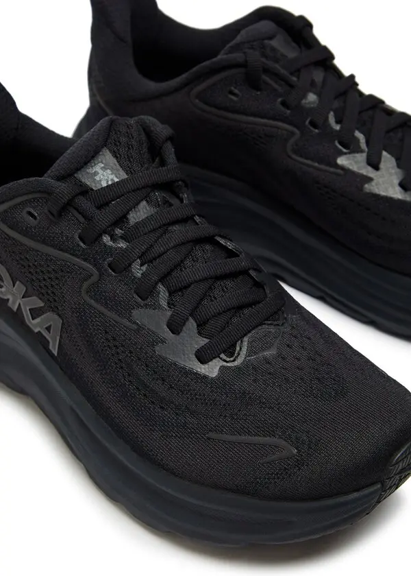 HOKA® Clifton 10 Mesh-knit Sneakers - Black