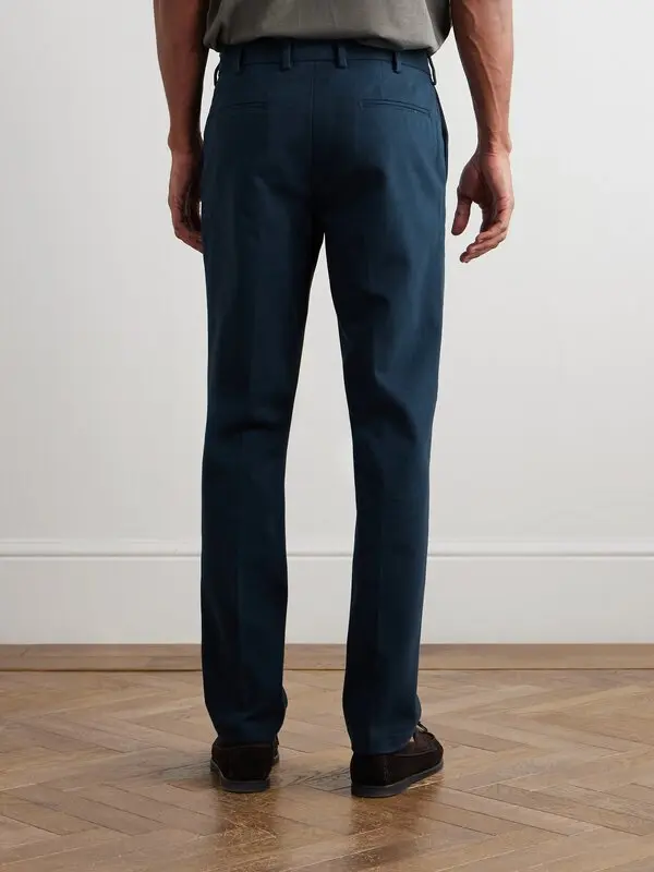Thom Sweeney Straight-leg Cotton-twill Trousers - Blue