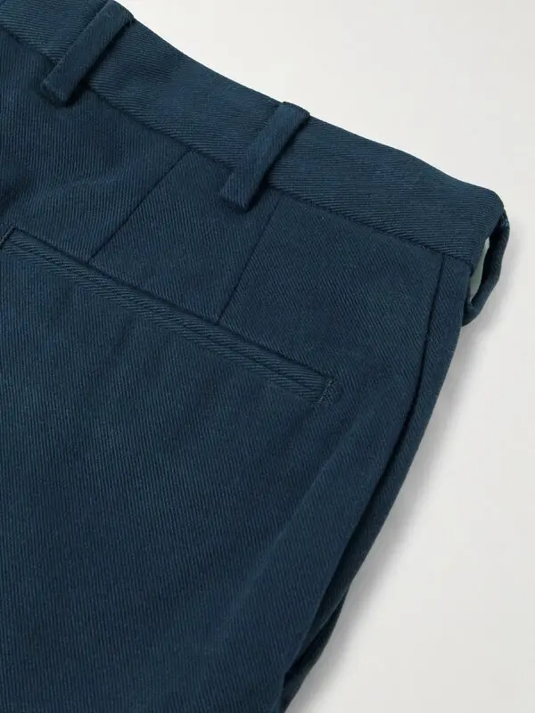 Thom Sweeney Straight-leg Cotton-twill Trousers - Blue