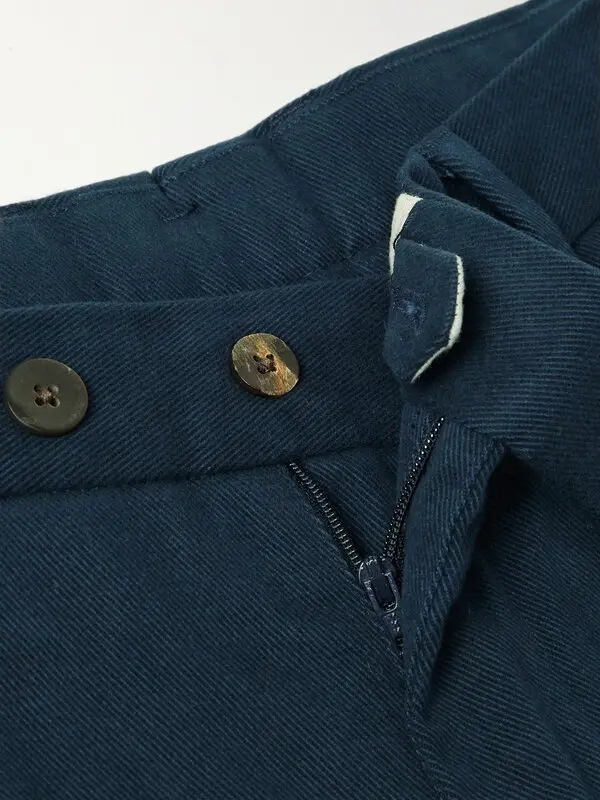 Thom Sweeney Straight-leg Cotton-twill Trousers - Blue