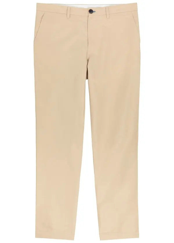 Paul Smith Tapered-leg Cotton And Linen-blend Trousers - Beige