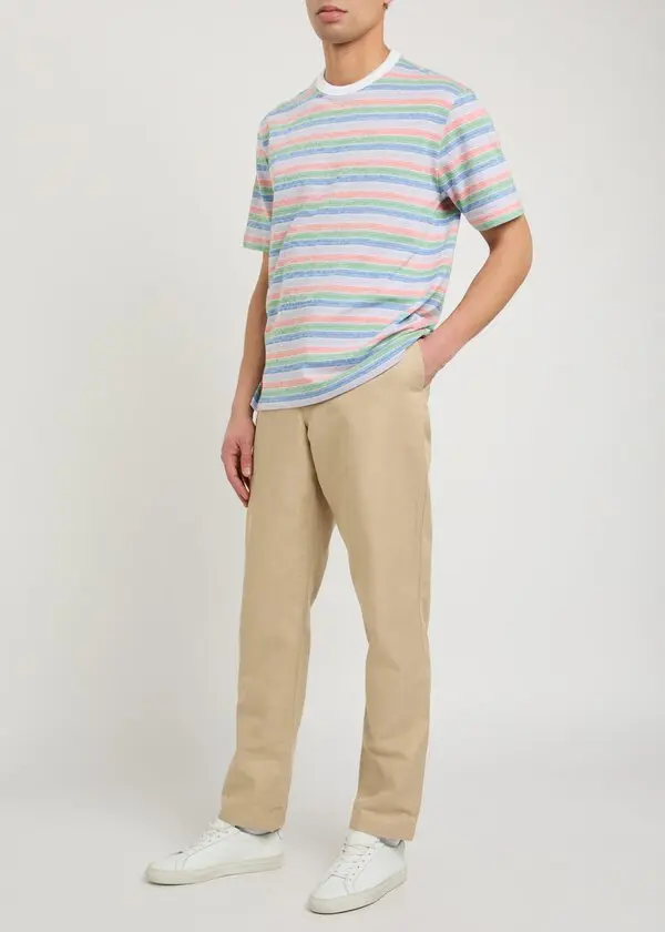 Paul Smith Tapered-leg Cotton And Linen-blend Trousers - Beige