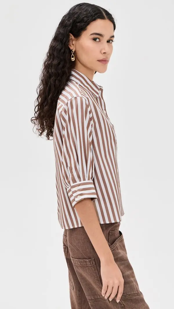 Rag & Bone Lucia Stripe Poplin Shirt - Brwst