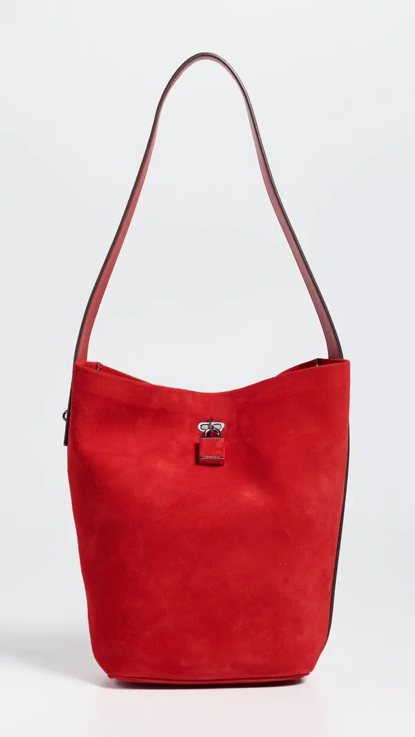 Tory Burch Suede Slim Bucket Bag - Red