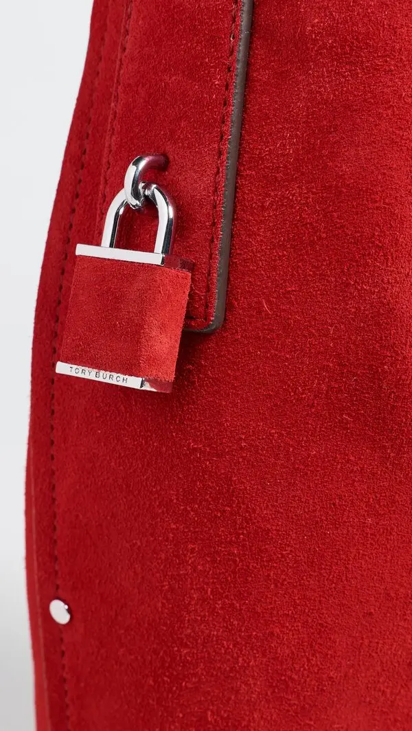 Tory Burch Suede Slim Bucket Bag - Red