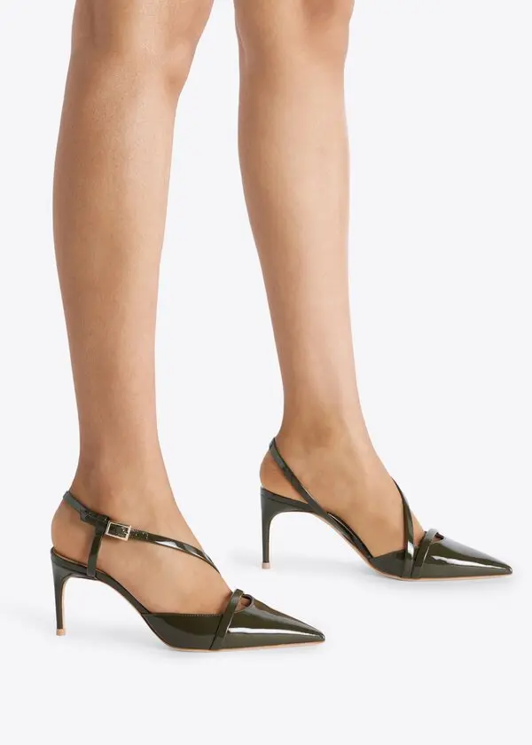 MALONE SOULIERS Valeria 70 Patent Slingback Pumps