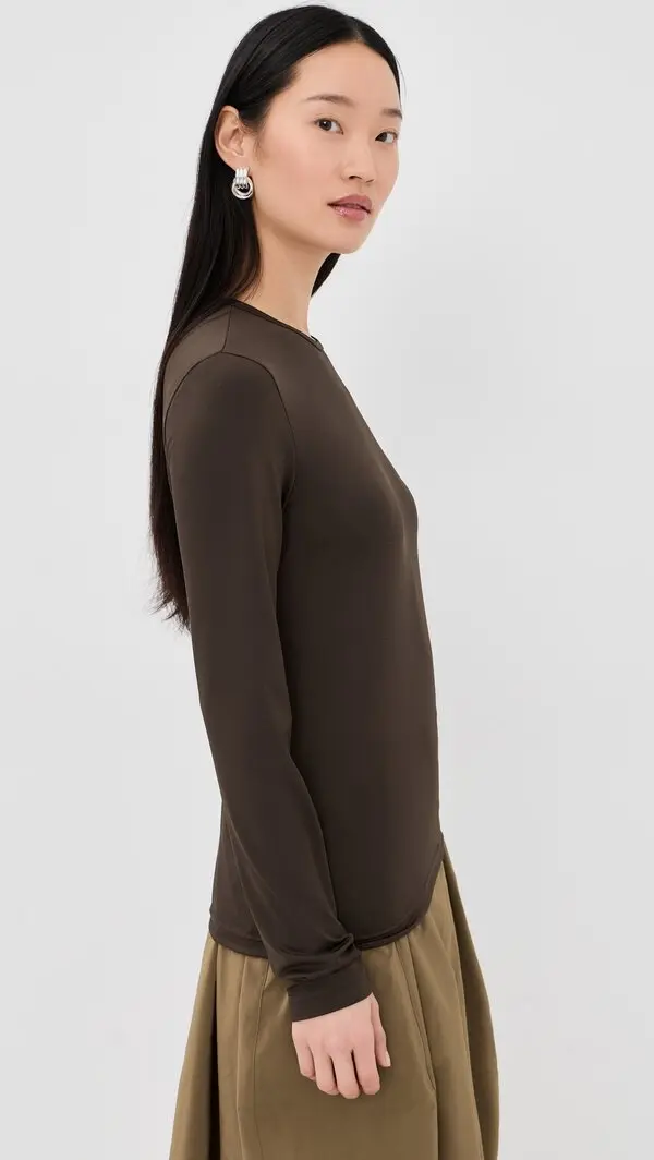 Tibi Stretch Lightweight Tech Knit Crewneck Pullover T-shirt