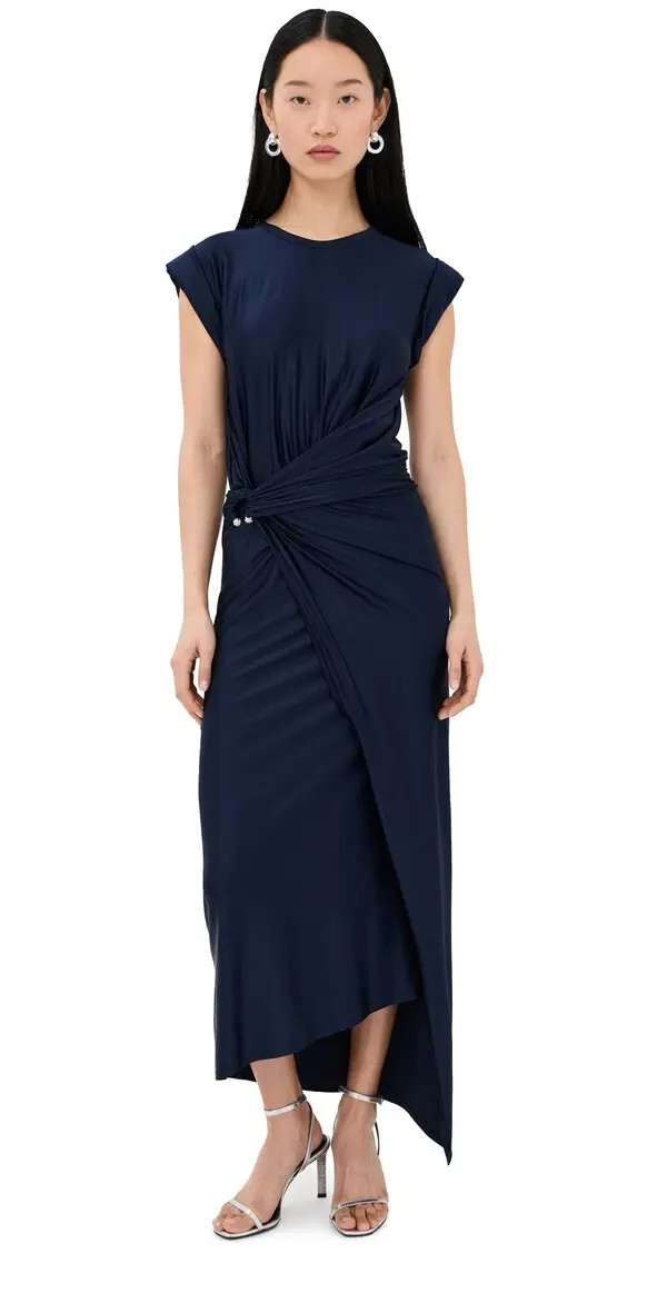 Rabanne Draped Jersey Maxi Dress