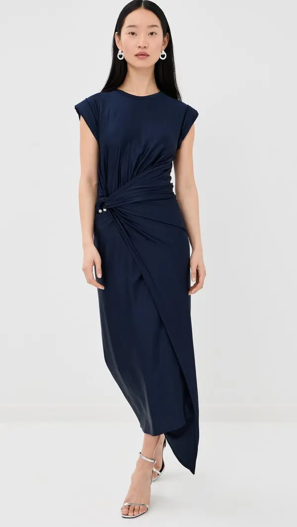 Rabanne Draped Jersey Maxi Dress