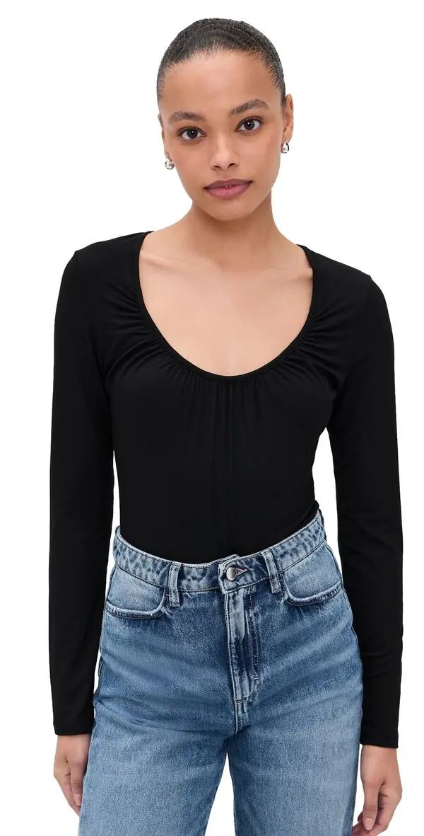 L'Agence Cassandra Long Sleeve Bodysuit - Black