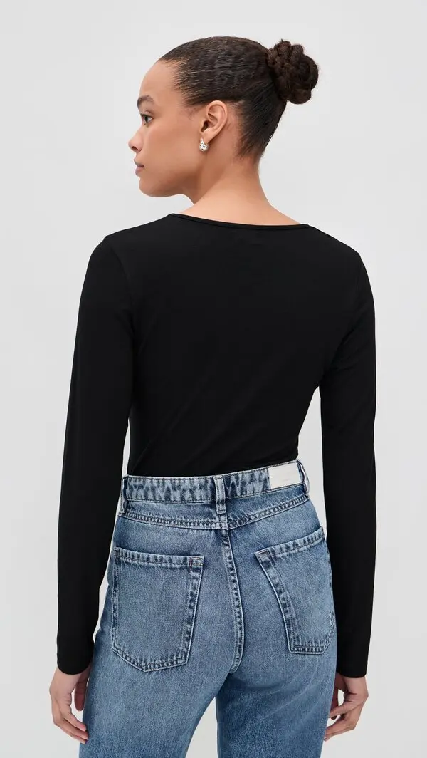 L'Agence Cassandra Long Sleeve Bodysuit - Black
