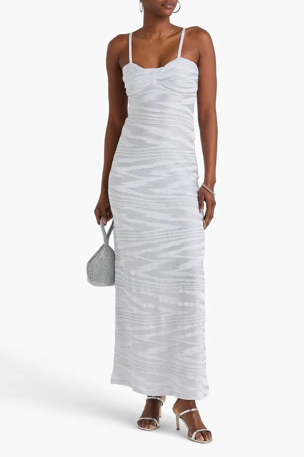 Missoni Metallic Crochet-knit Maxi Dress - Light Gray