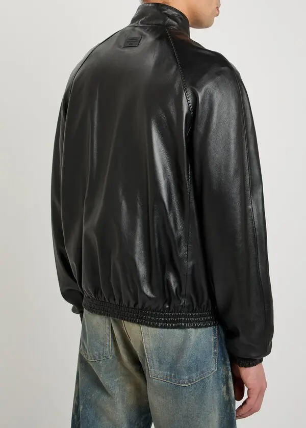 Acne Studios Leather Bomber Jacket - Black