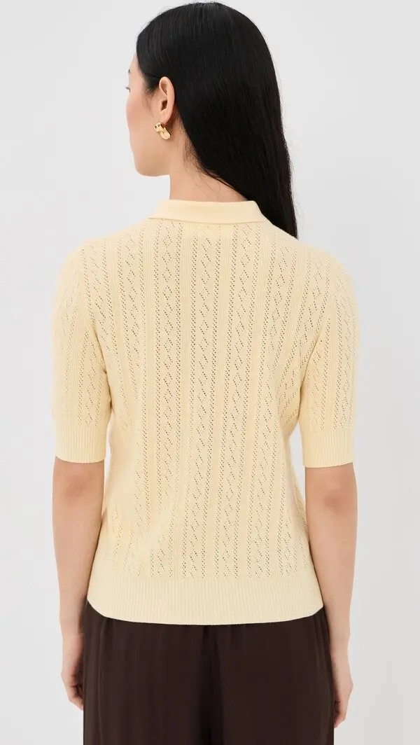 LISA YANG Cristine Pointelle Polo Sweater