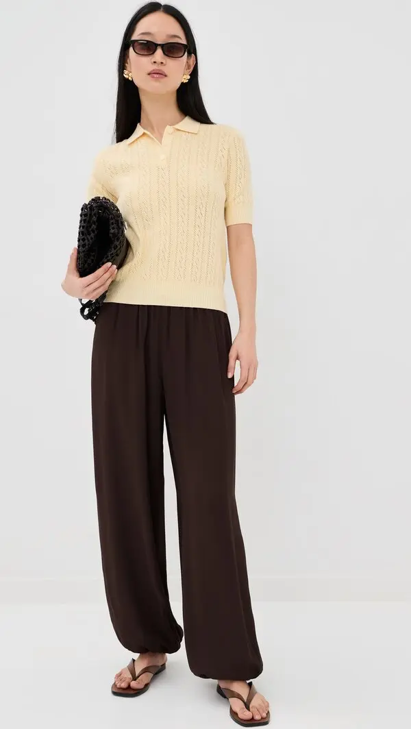 LISA YANG Cristine Pointelle Polo Sweater