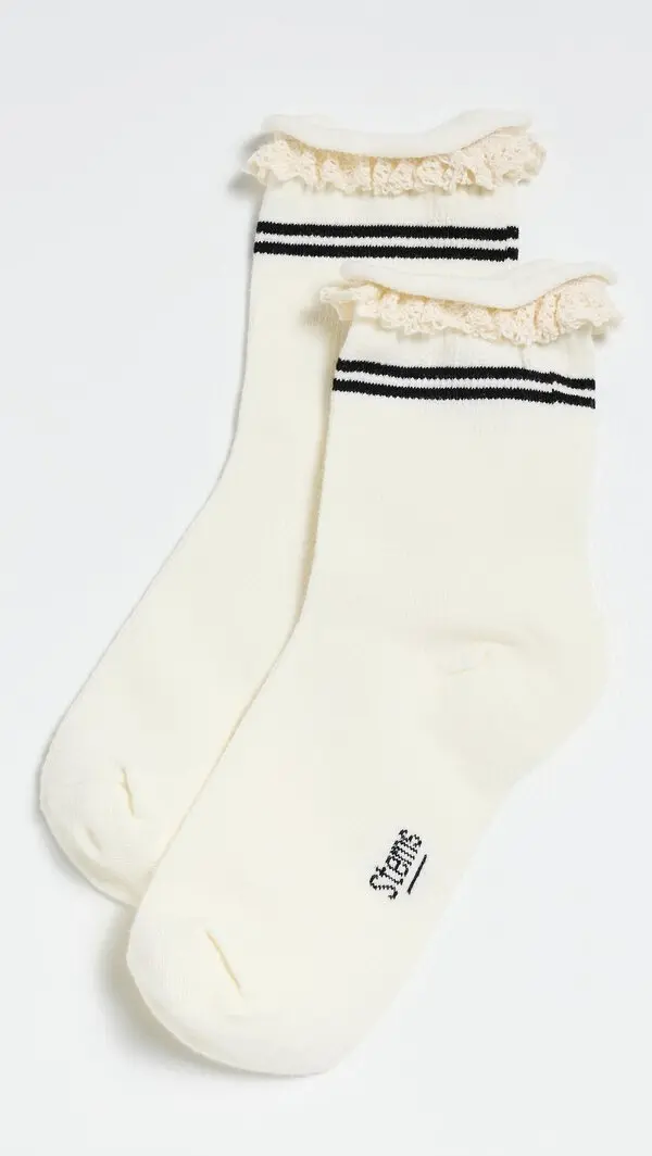 STEMS Pointelle Contrast High Ankle Socks