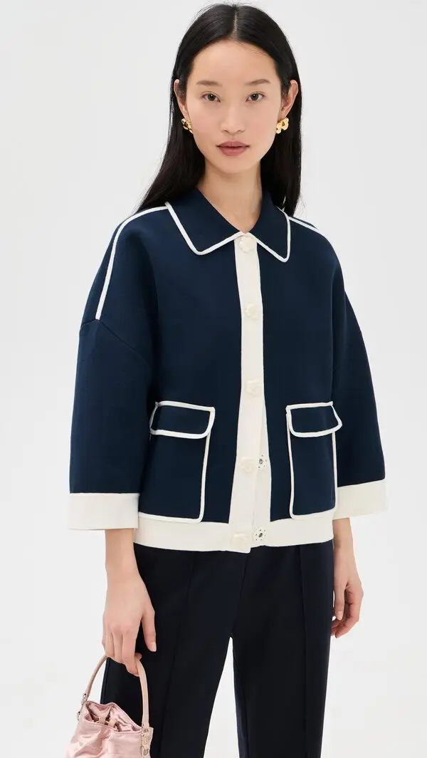 Essentiel Antwerp Jugly Knit Cardigan - Classic Navy