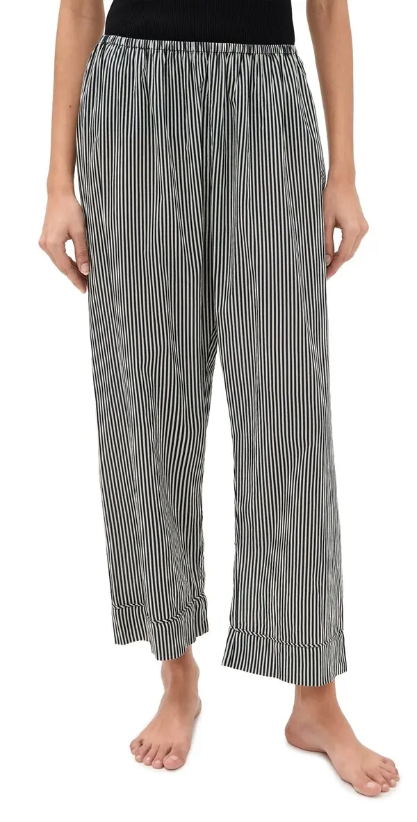 The Great. The Easy Sleep Pants - Black & Cream Crew Stripe