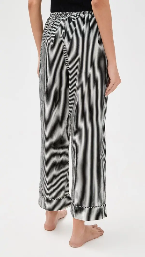The Great. The Easy Sleep Pants - Black & Cream Crew Stripe