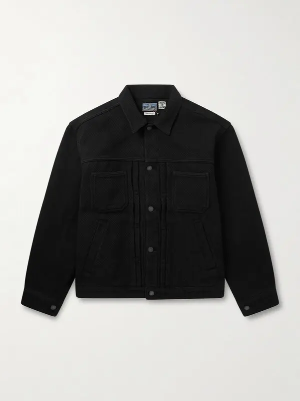 Blue Blue Japan Pleated Textured-cotton Trucker Jacket