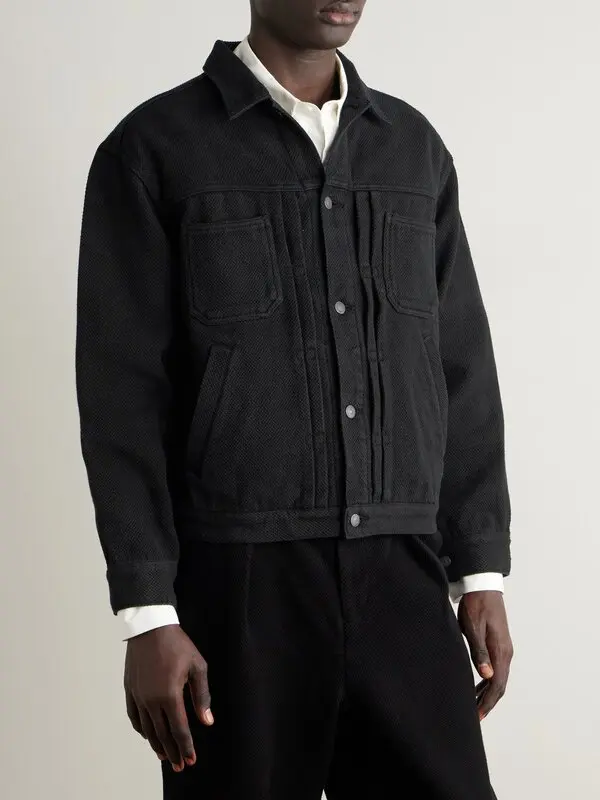 Blue Blue Japan Pleated Textured-cotton Trucker Jacket