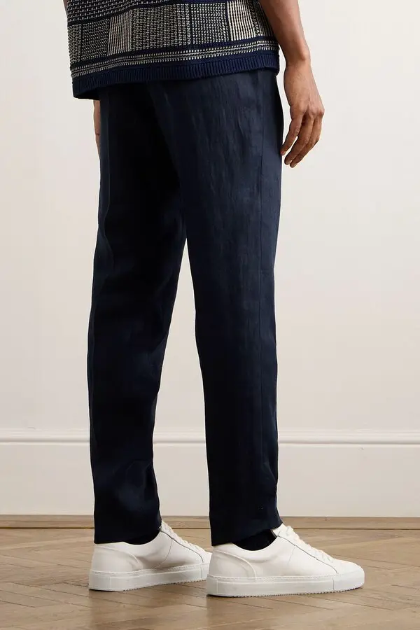 Mr P. James Slim-fit Linen-twill Drawstring Pants