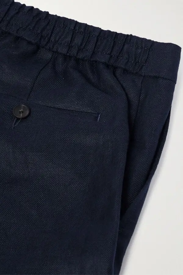 Mr P. James Slim-fit Linen-twill Drawstring Pants