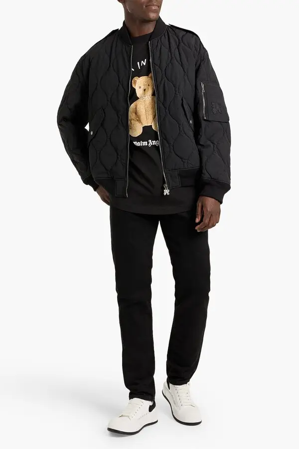 Palm Angels Quilted Shell Bomber Jacket