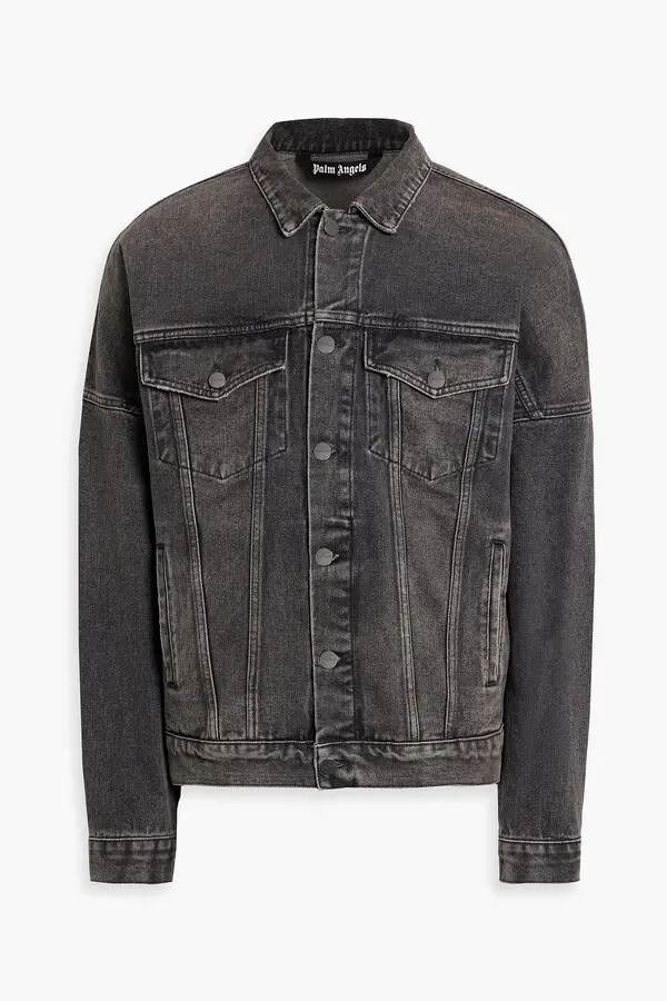 Palm Angels Logo-print Denim Jacket - Charcoal