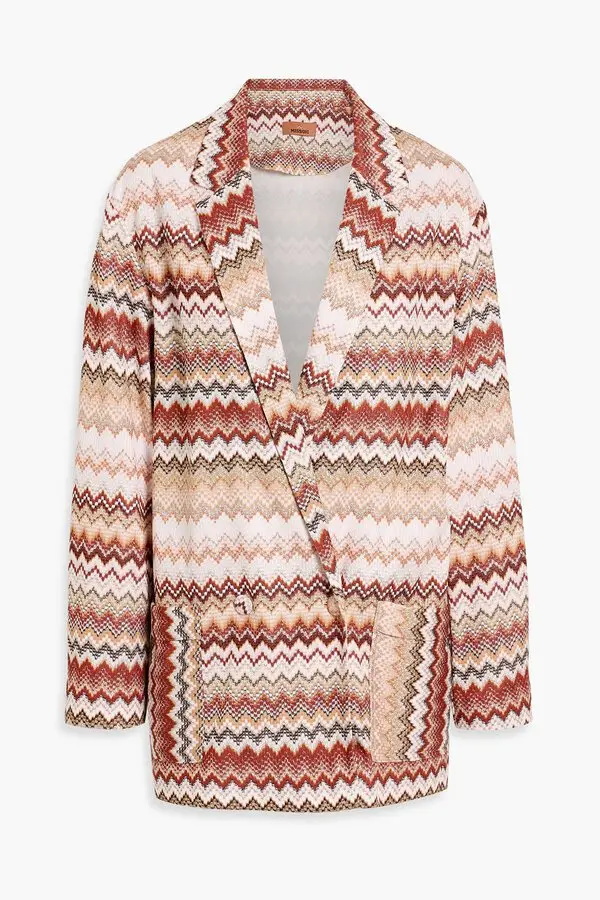 Missoni Metallic Crochet-knit Double-breasted Blazer