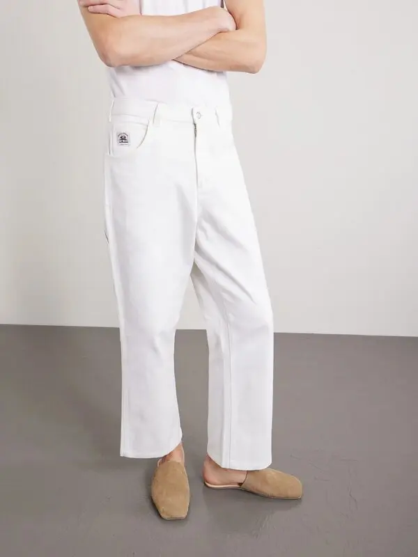 BODE Knolly Brook Straight-leg Cotton-twill Trousers - White