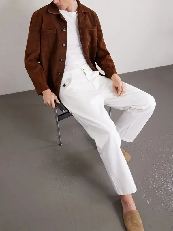 BODE Knolly Brook Straight-leg Cotton-twill Trousers - White