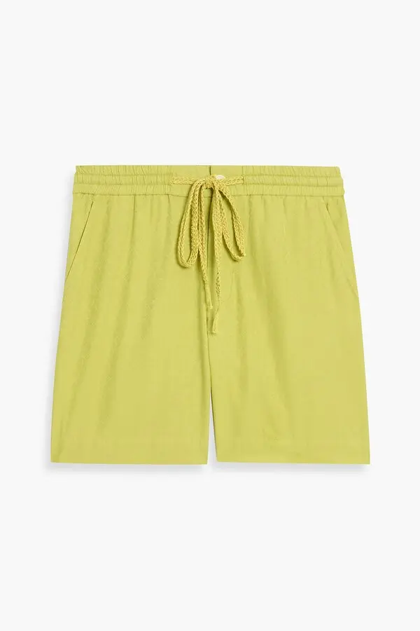 THE ELDER STATESMAN Cotton And Silk-blend Jacquard Drawstring Shorts - Chartreuse