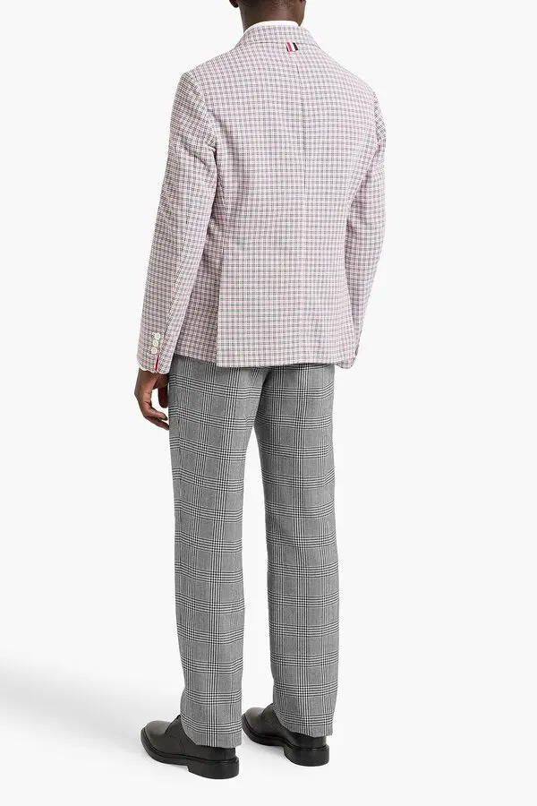 Thom Browne Tapered Prince Of Wales Checked Wool-tweed Trousers